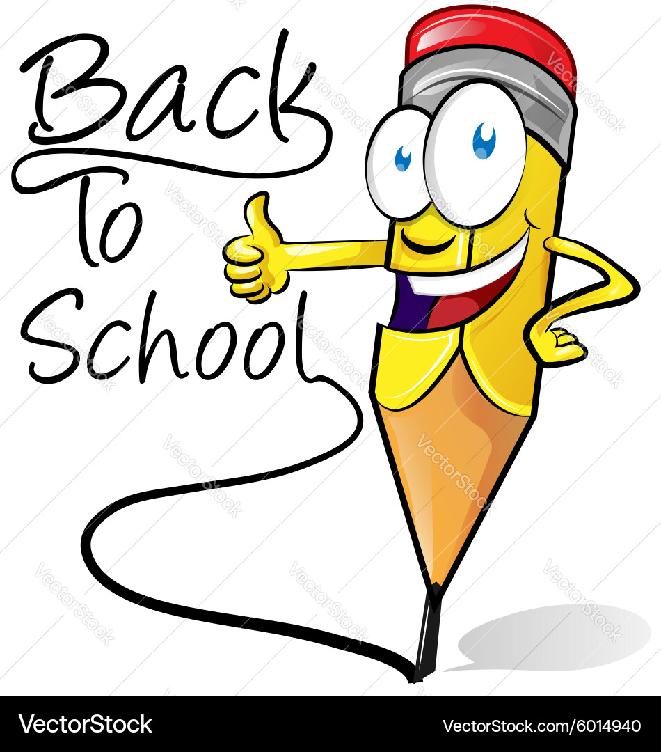 Fun pencil cartoon isolated on white background Vector Image