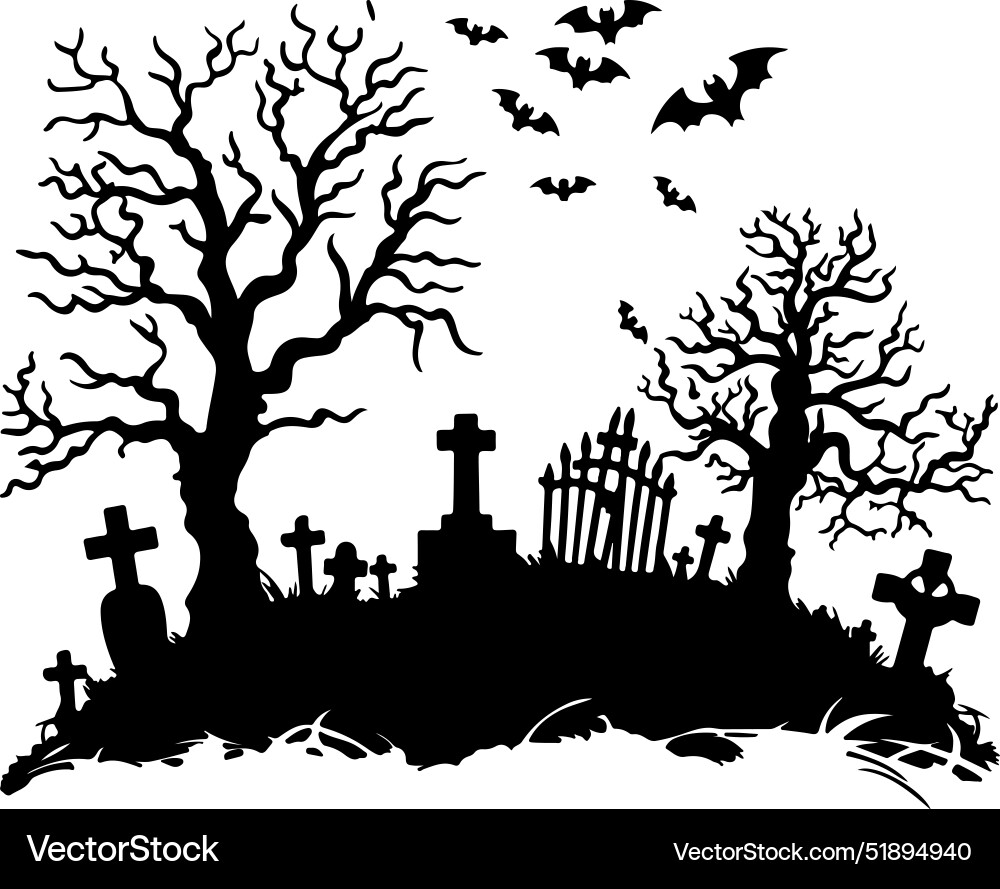 Graveyard 54 traced Royalty Free Vector Image - VectorStock