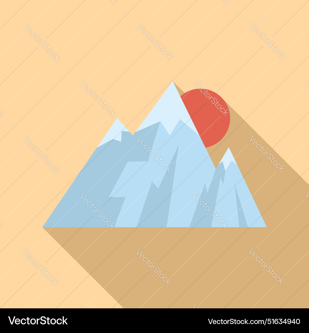 Minimalist sun shining over blue mountains Vector Image