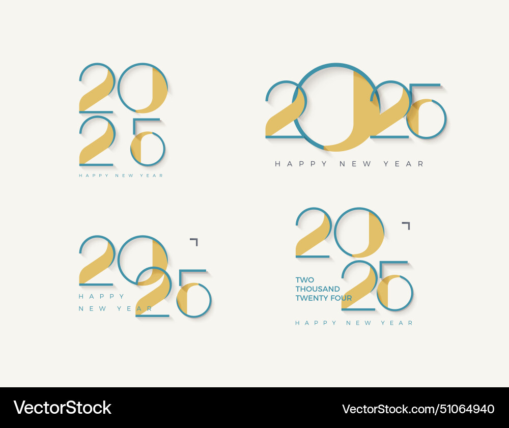 New year 2025 set with unique and clean numbers Vector Image