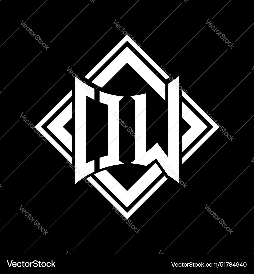 Ow letter logo abstract shield shape with square Vector Image