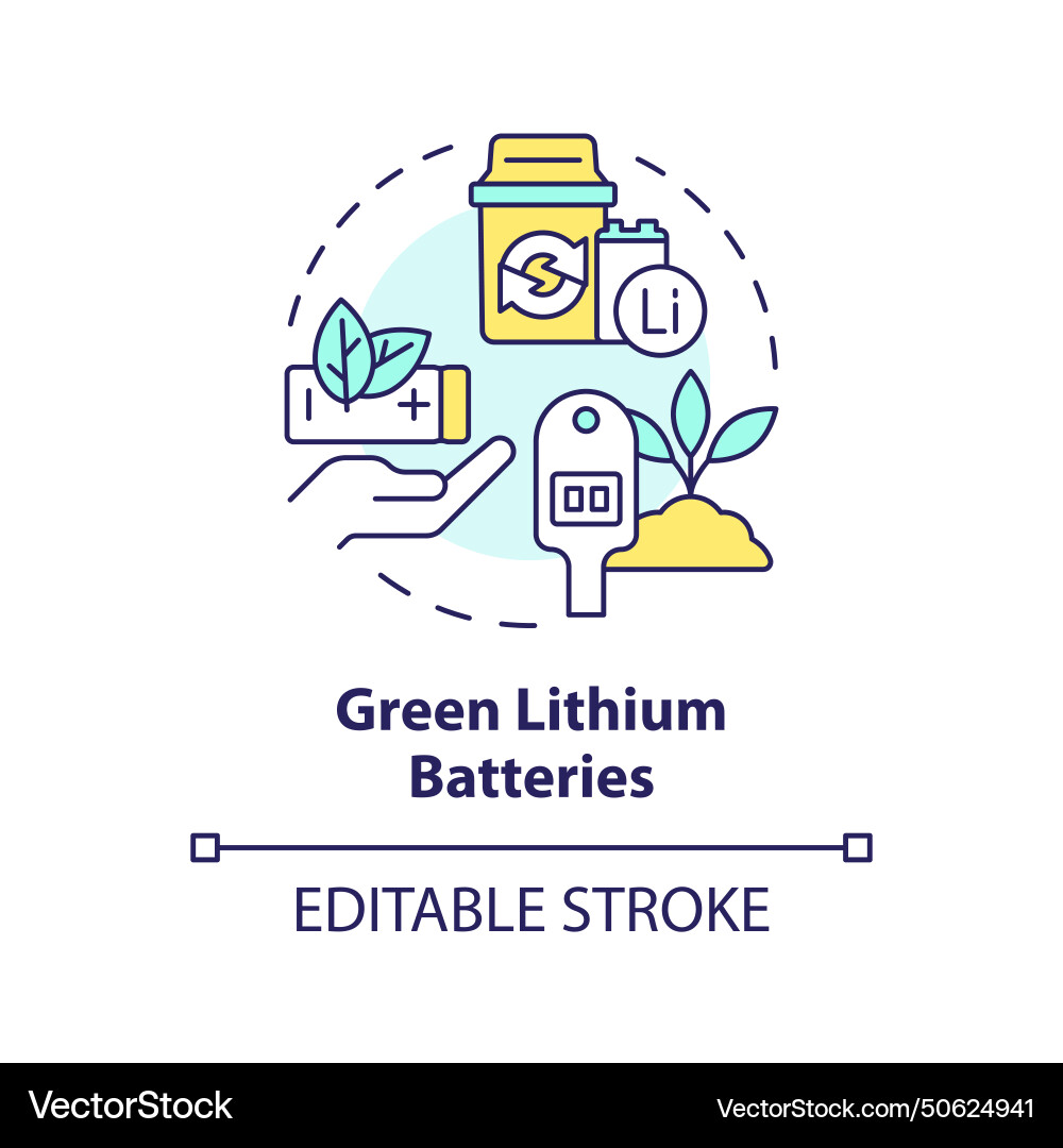 Green lithium batteries multi color concept icon Vector Image
