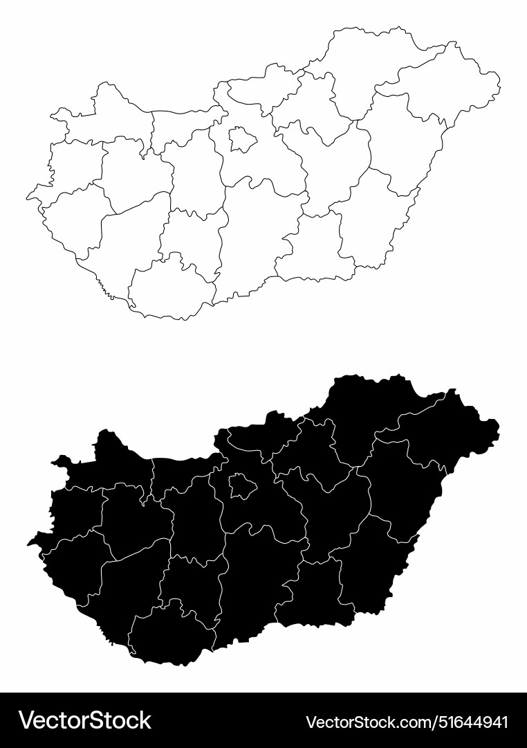 Hungary administrative maps Royalty Free Vector Image