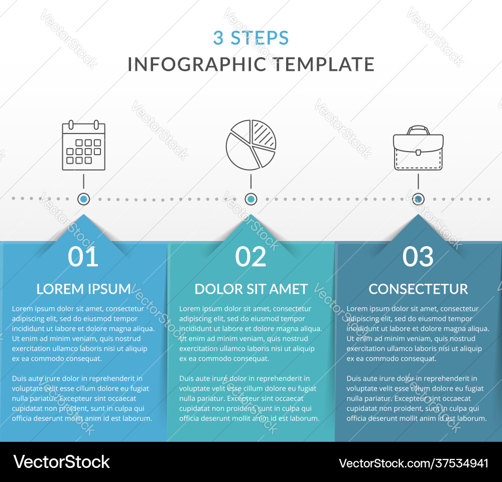 Infographic template with 3 steps Royalty Free Vector Image