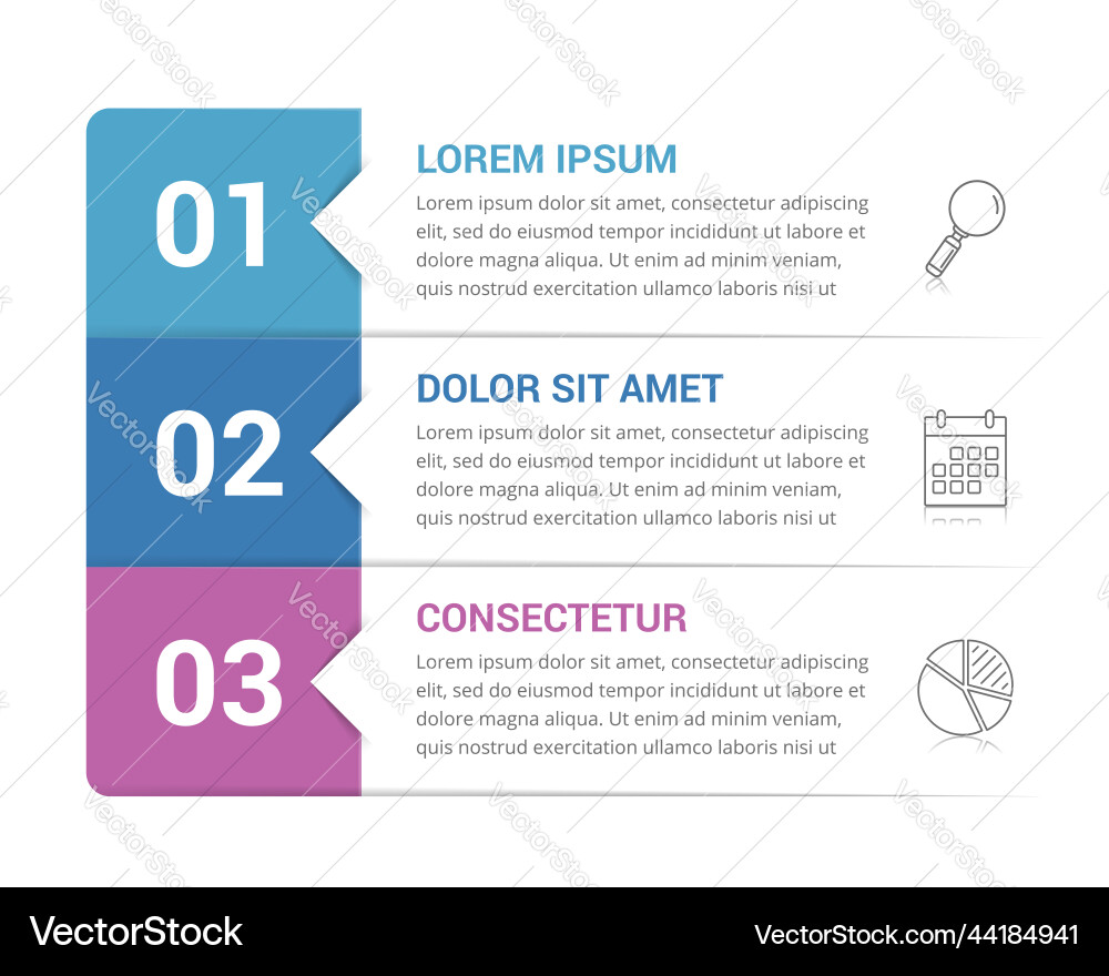 Infographic template with 3 steps Royalty Free Vector Image