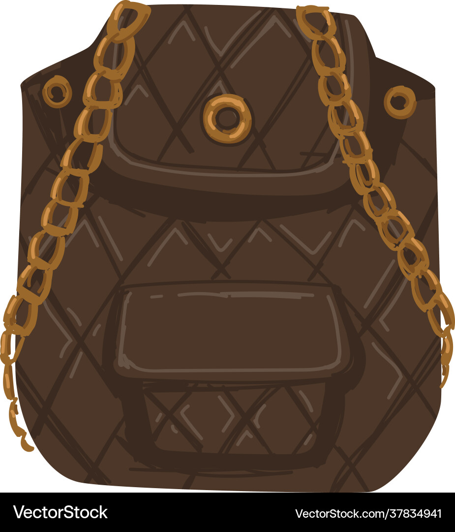 Leather bag with decorative chains and pockets Vector Image