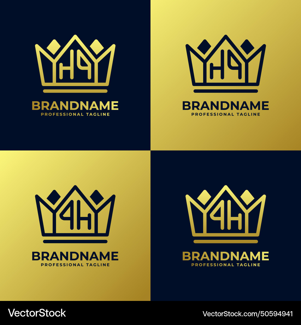 Letters hq and qh home king logo set suitable Vector Image