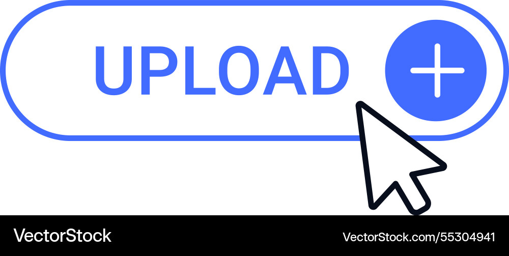 Mouse cursor is clicking blue upload button with Vector Image