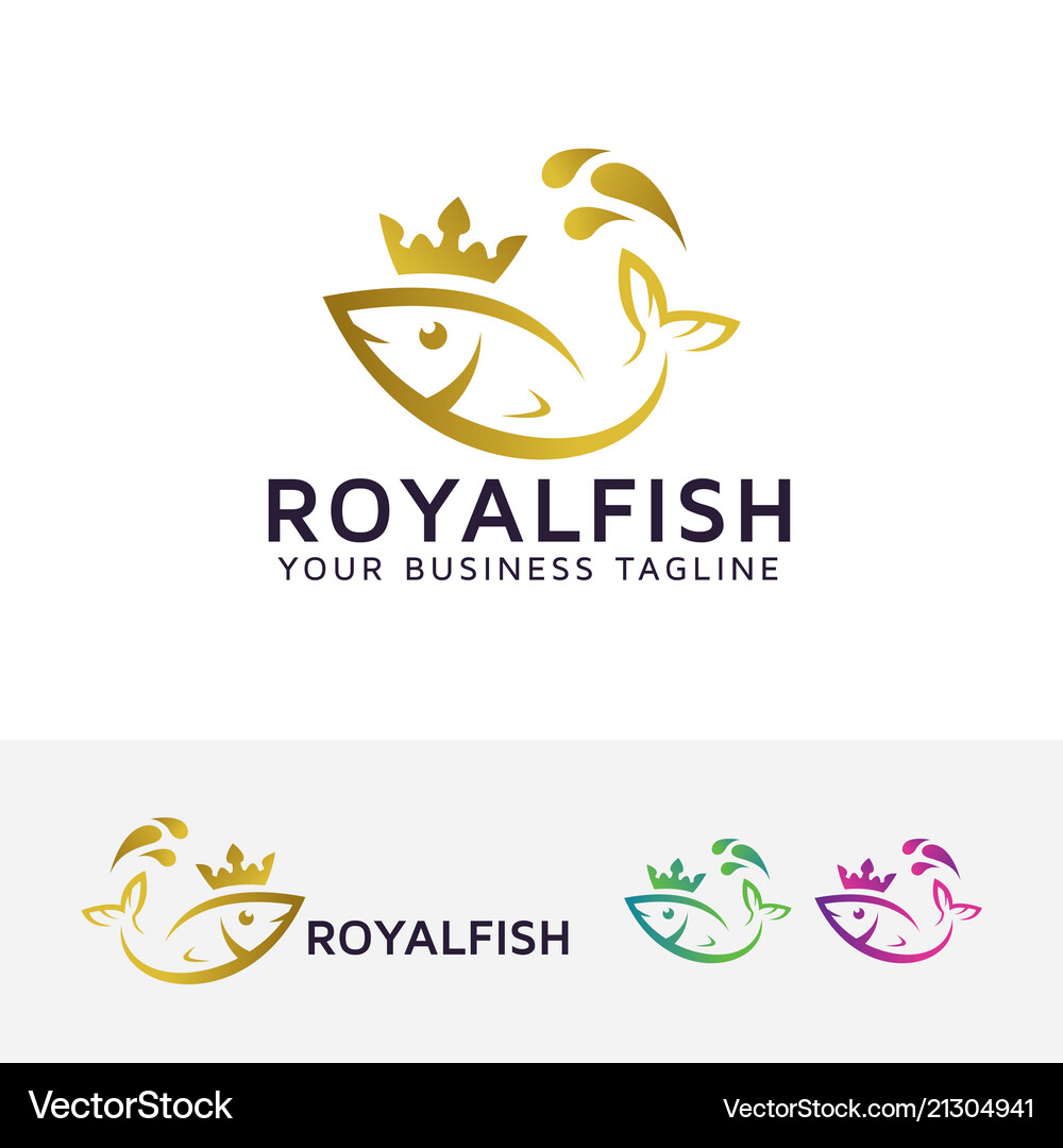Royal fish logo design Royalty Free Vector Image