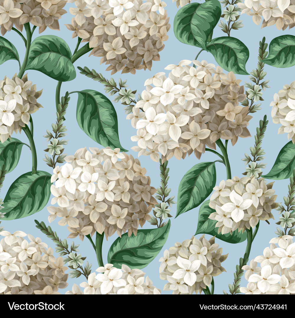 Seamless botanical pattern with hydrangeas Vector Image