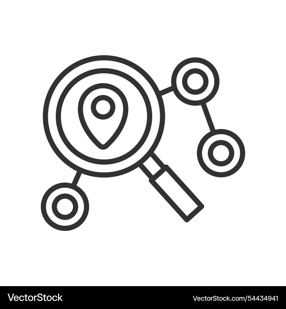 Search for location icon in line design Royalty Free Vector