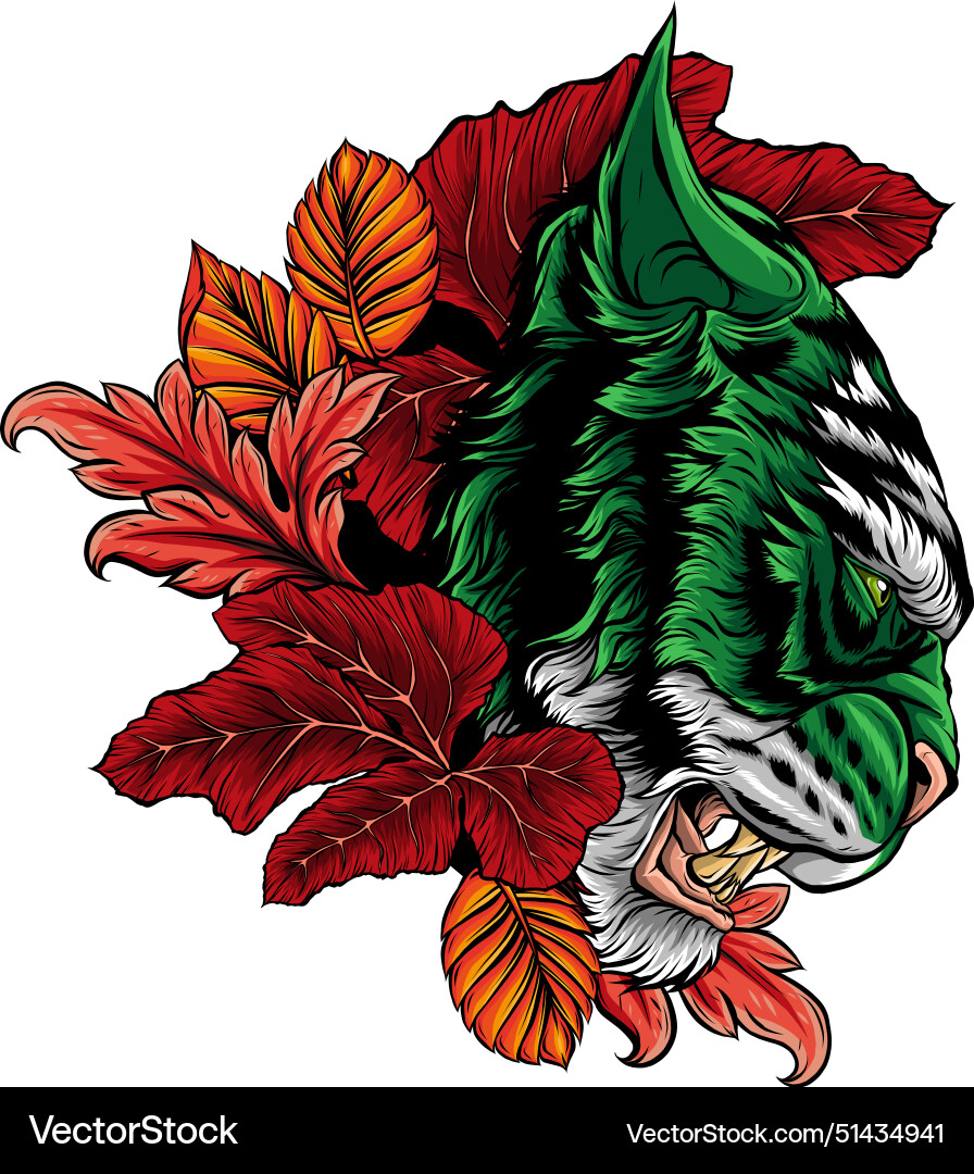 Tiger head in detailed style Royalty Free Vector Image