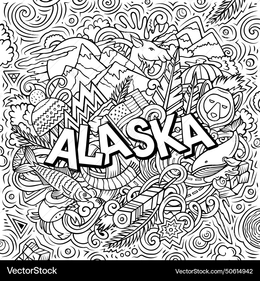 Alaska hand drawn cartoon doodle Royalty Free Vector Image