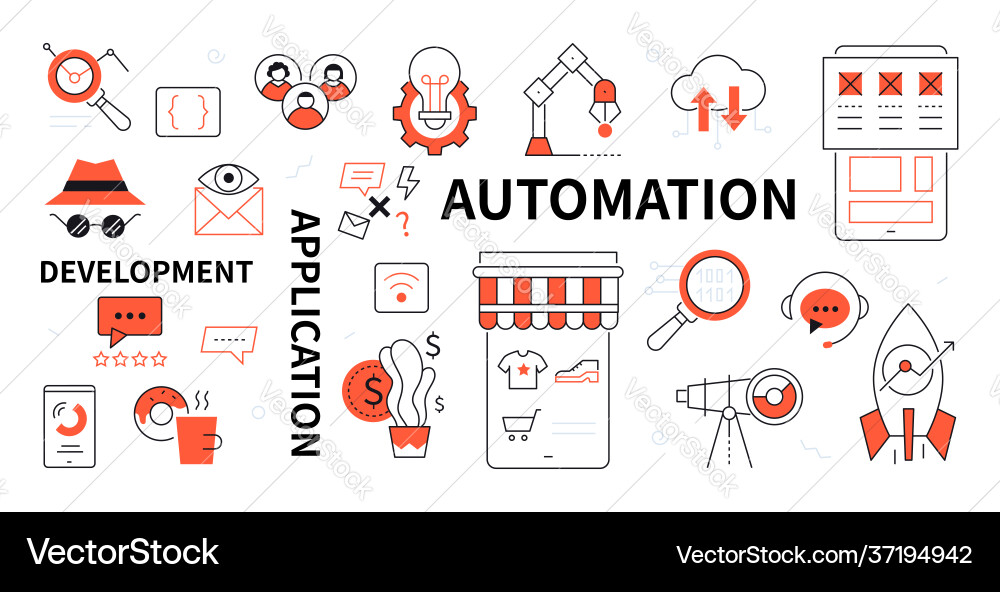 Development application automation - line design Vector Image
