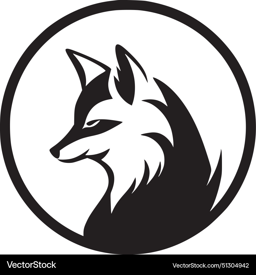 Fox - black and white Royalty Free Vector Image