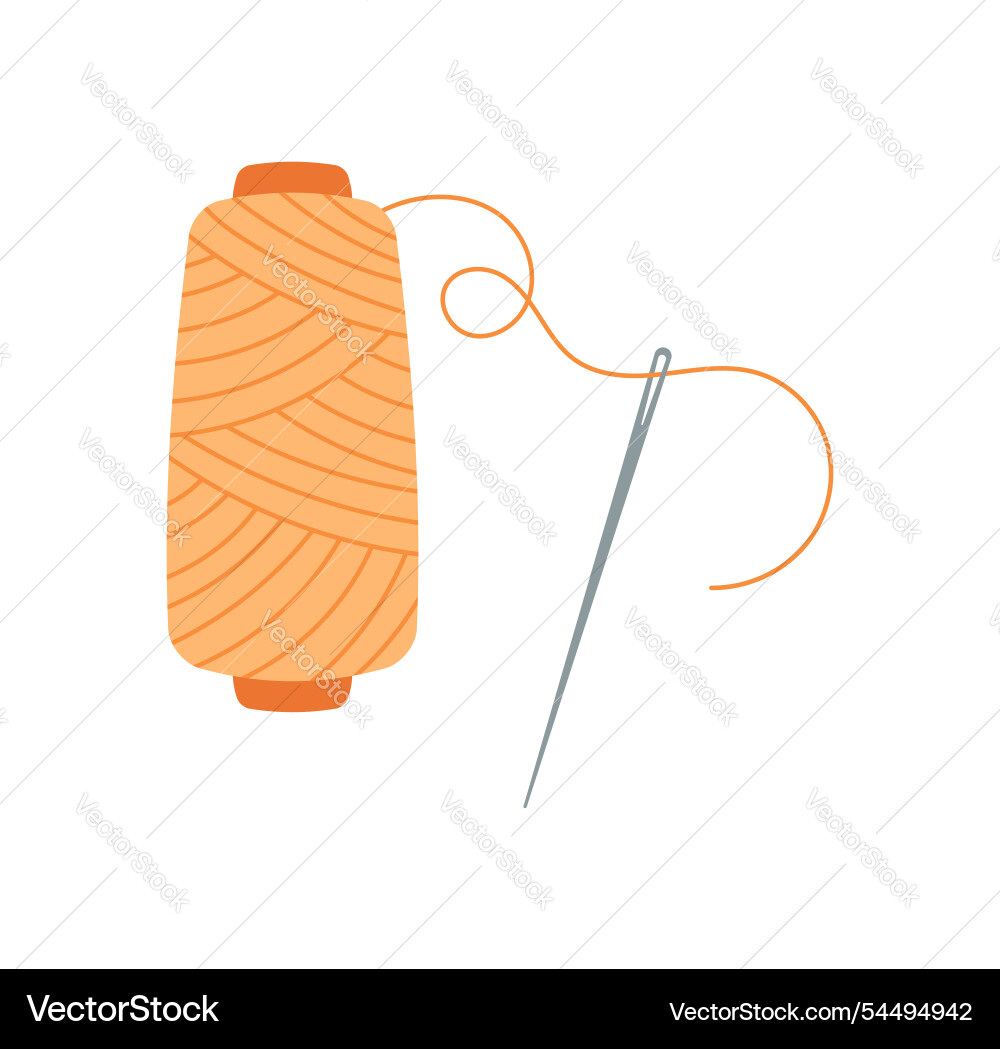 Sewing spool and needle logo Royalty Free Vector Image