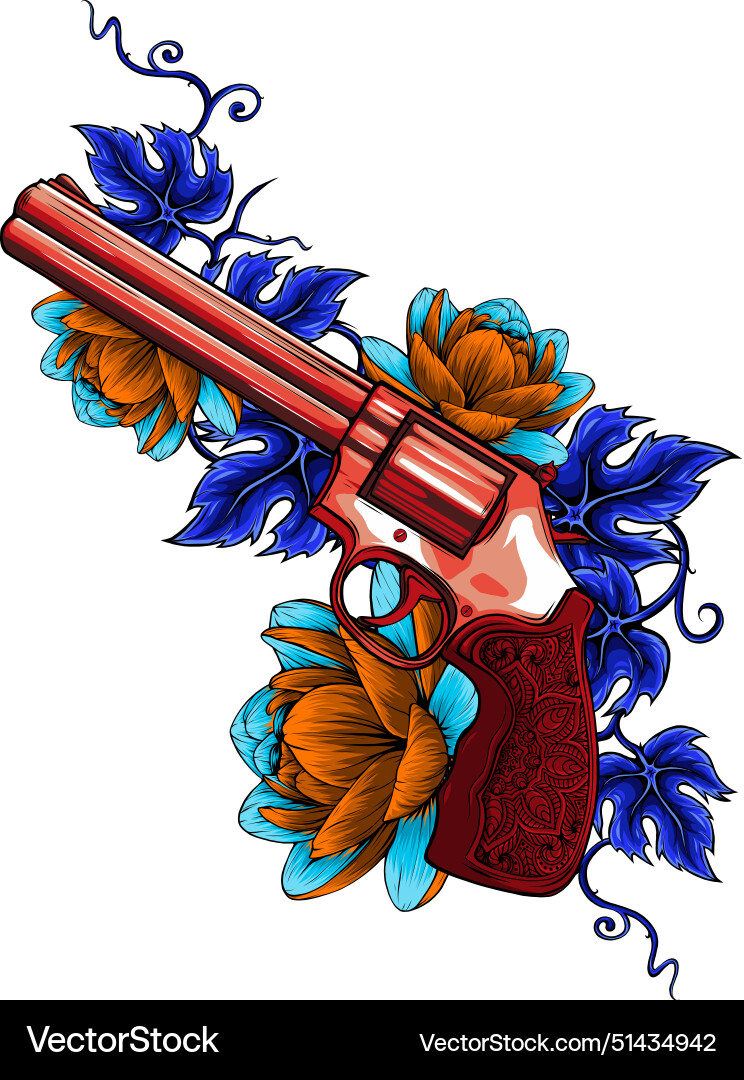 Vintage Revolver Illustration Royalty Free Vector Image