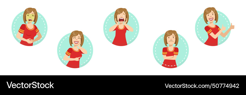 Young woman character face expression and emotion Vector Image