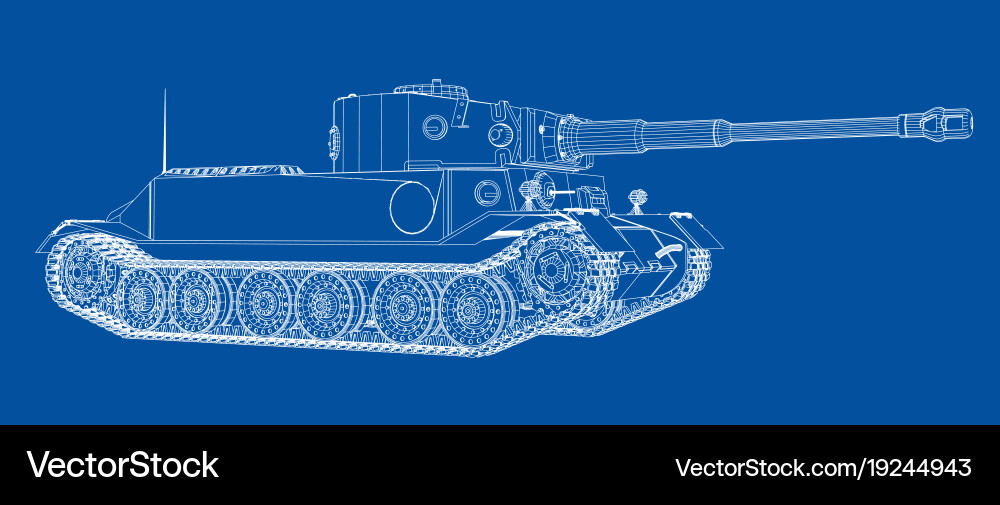 Blueprint of realistic tank Royalty Free Vector Image