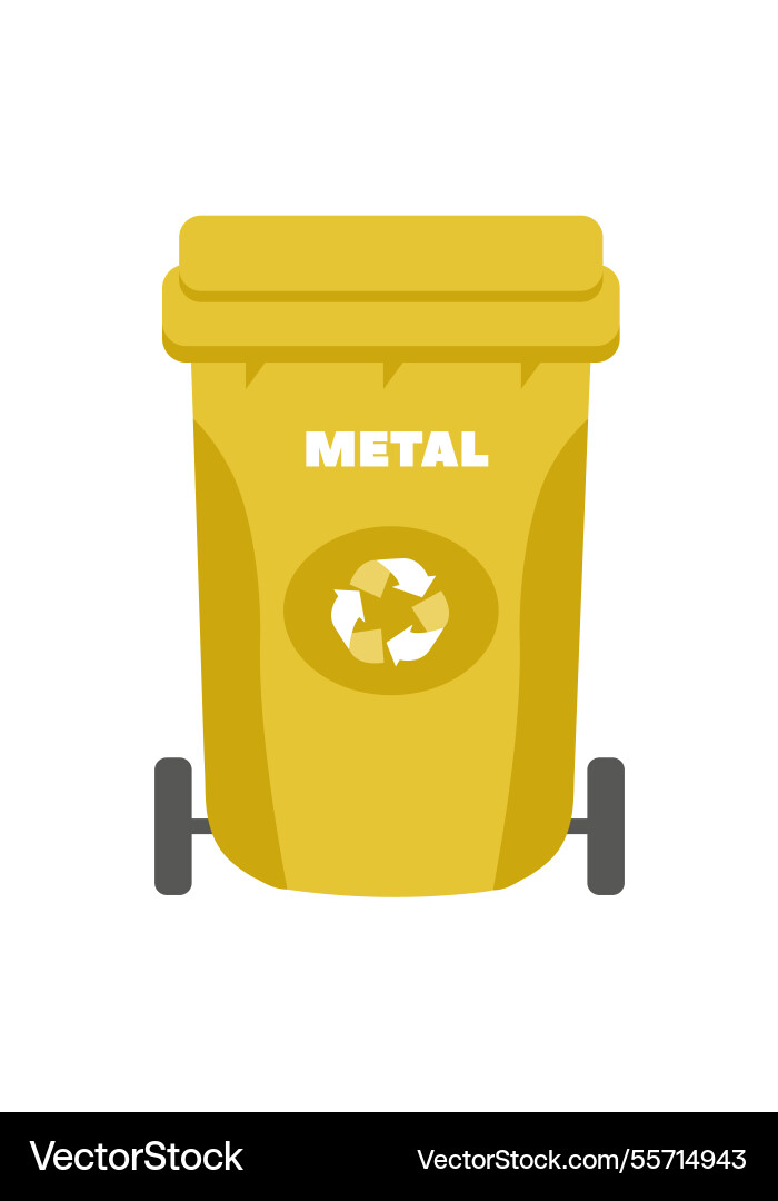 Bright yellow recycling bin for metal waste Vector Image