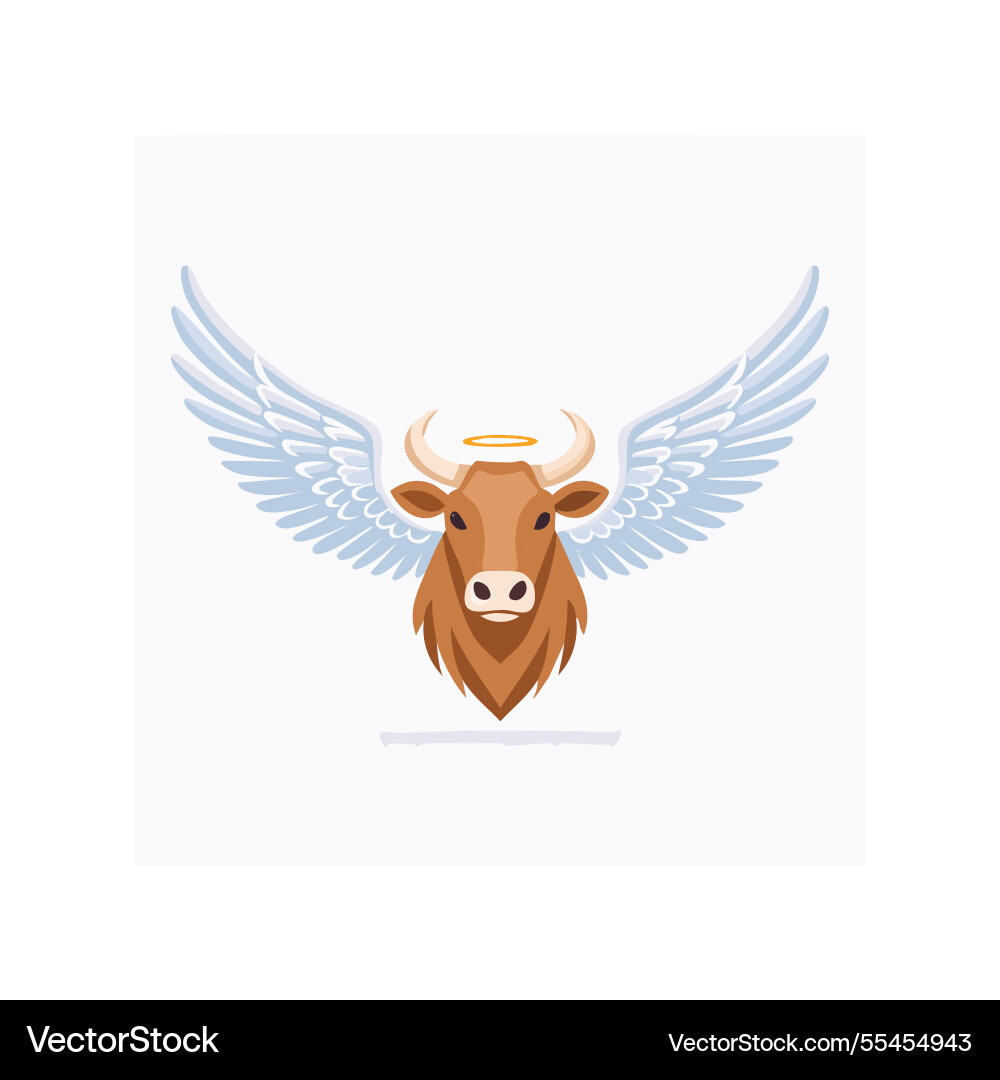 Bull with angel wings Royalty Free Vector Image
