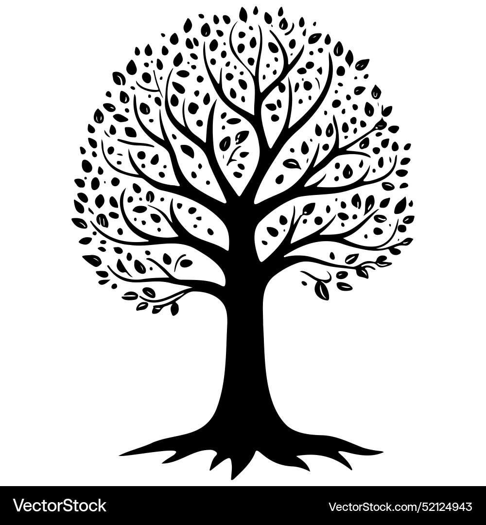 Cartoon tree silhouette drawing line head Vector Image