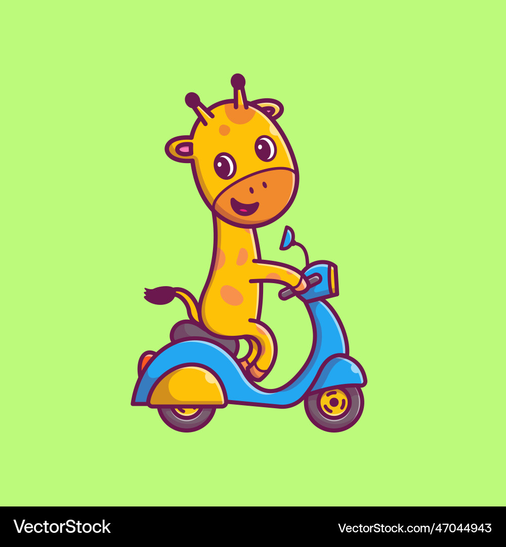 Cute giraffe riding scooter cartoon Royalty Free Vector