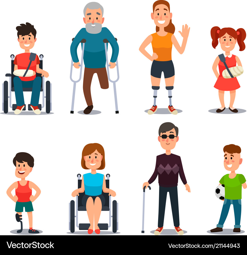 Disability people cartoon sick and disabled Vector Image