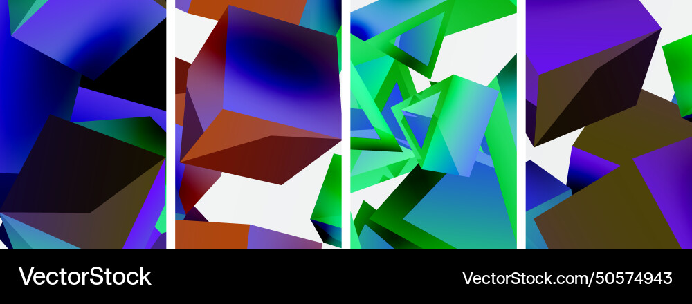 Flying 3d shapes cubes and other geometric Vector Image