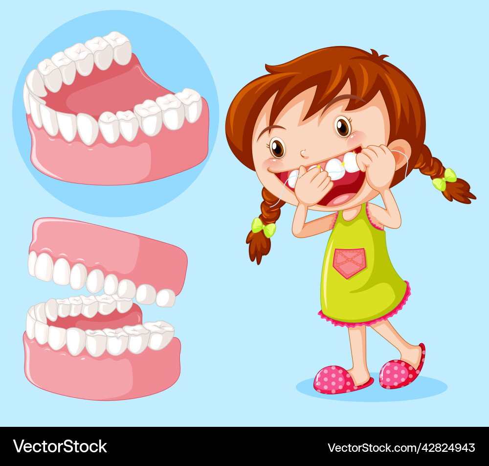 Girl showing her theeth Royalty Free Vector Image