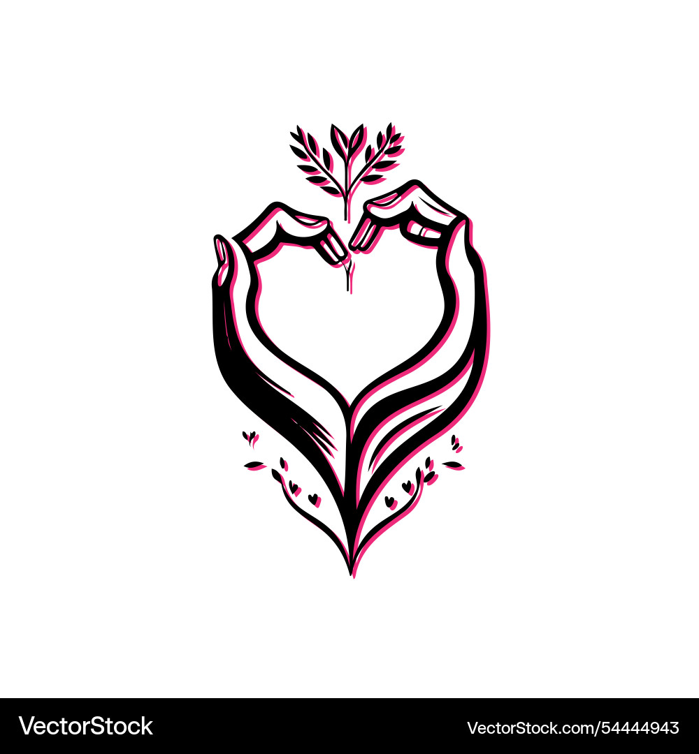 Hands forming heart shape with plant sprout Vector Image