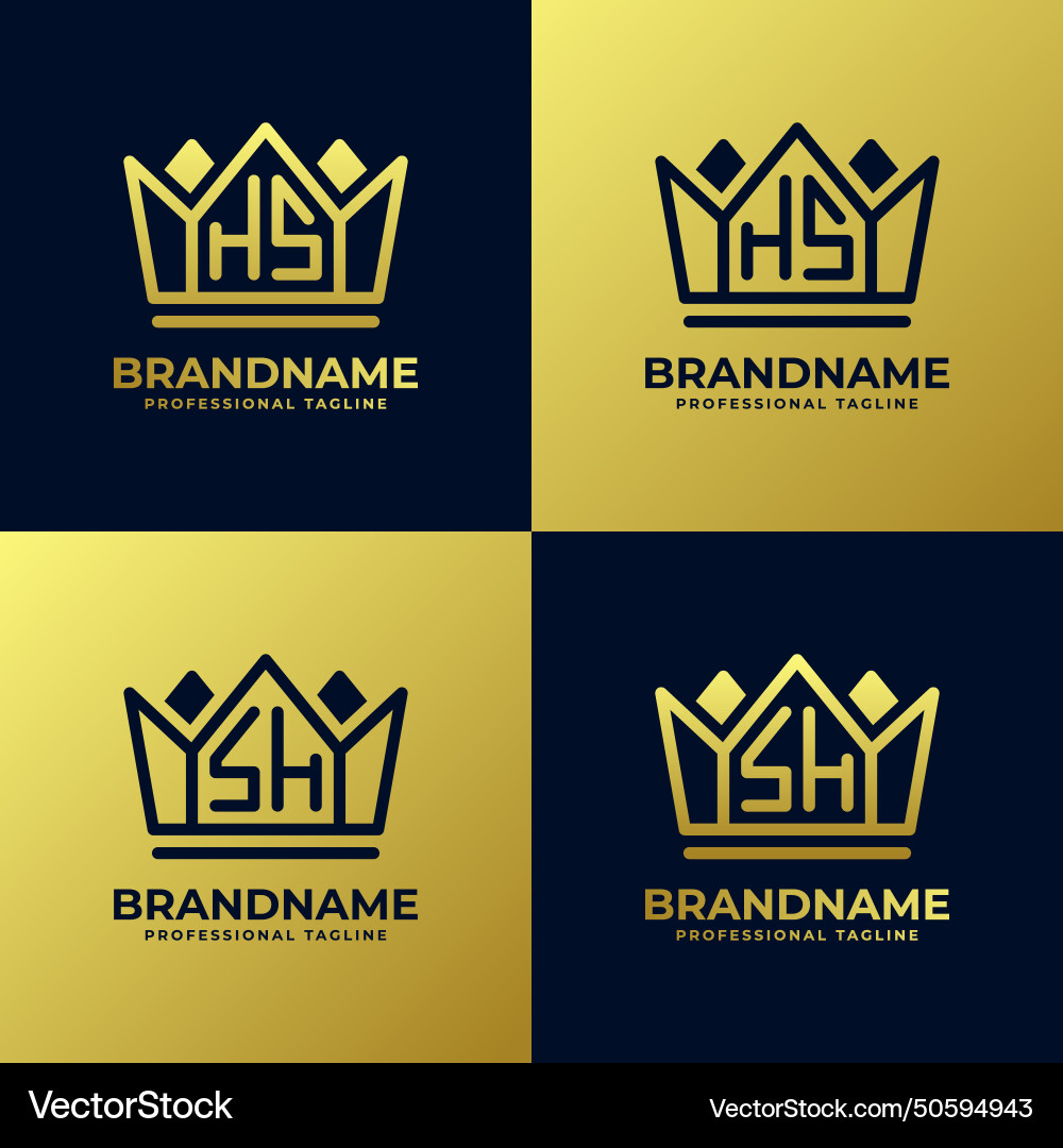 Letters hs and sh home king logo set suitable Vector Image