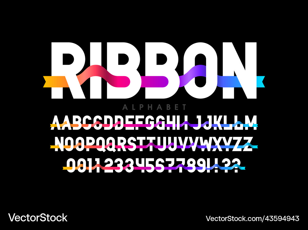 Modern font design with ribbon Royalty Free Vector Image