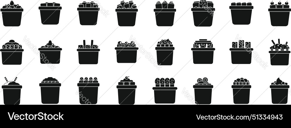 Stir fried ice cream simple icons Royalty Free Vector Image