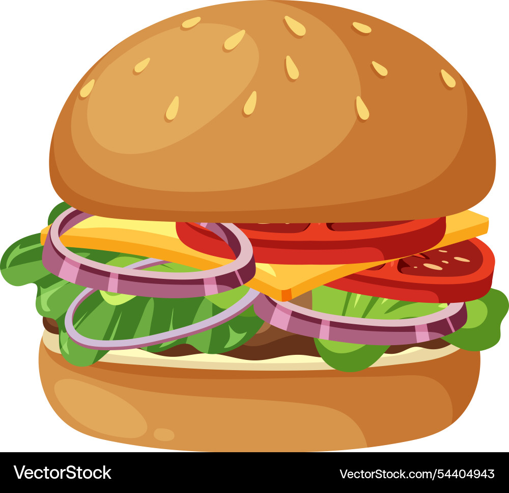Tasty burger with cheese lettuce and tomato Vector Image