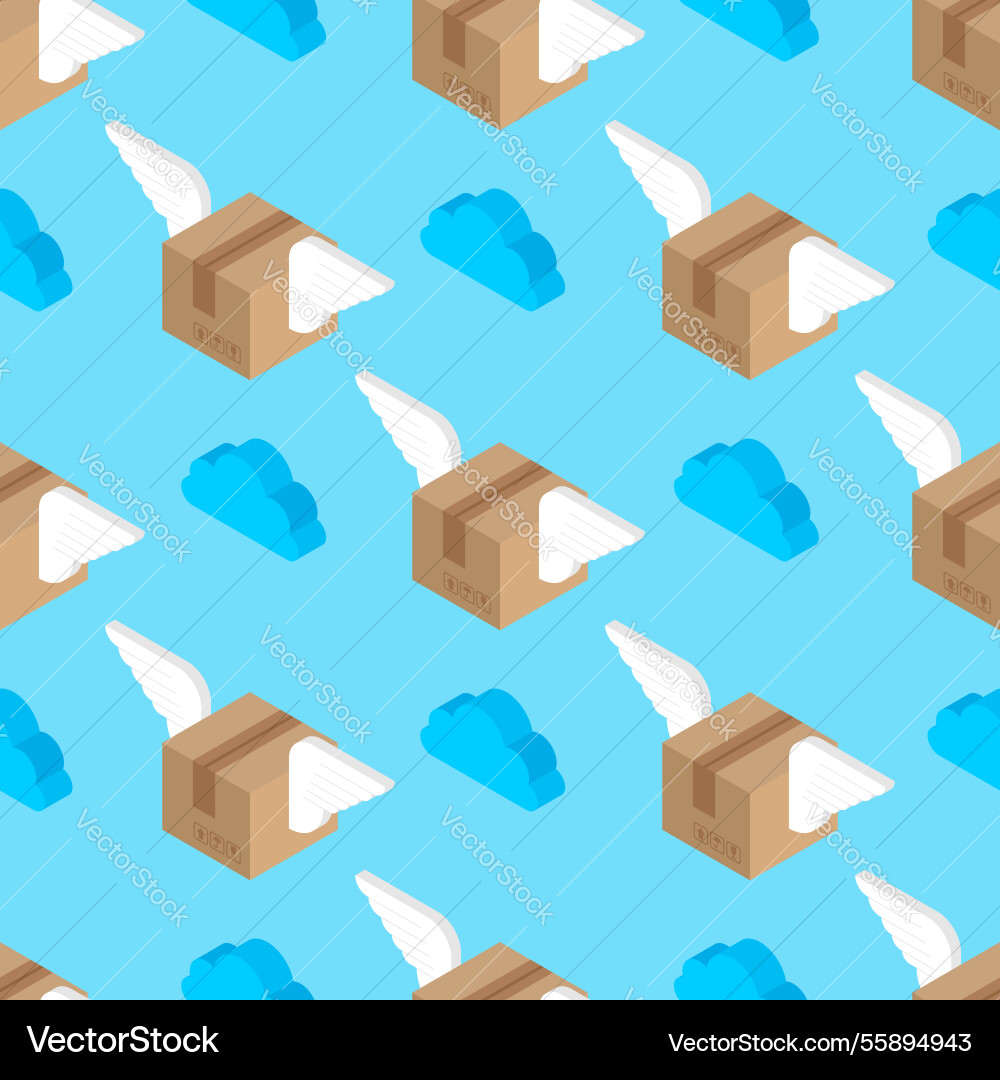 Winged box pattern seamless parcel with wings Vector Image