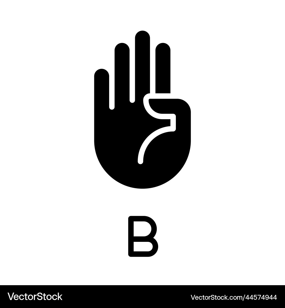 American Sign Language 'B' Glyph Royalty Free Vector Image