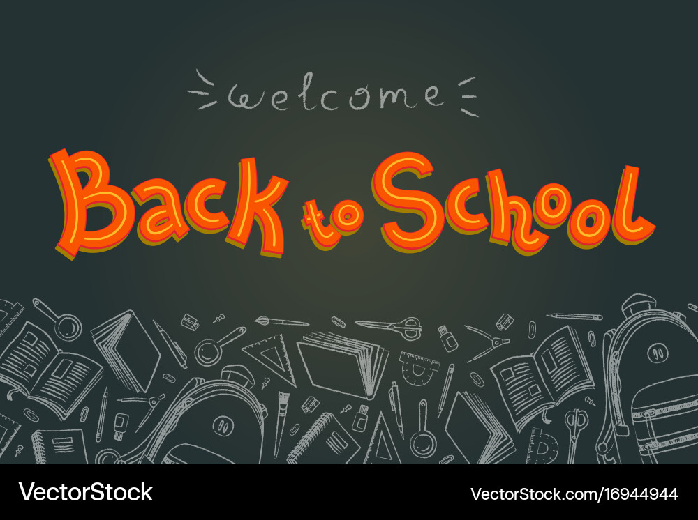 Back to school doodles in chalkboard background Vector Image