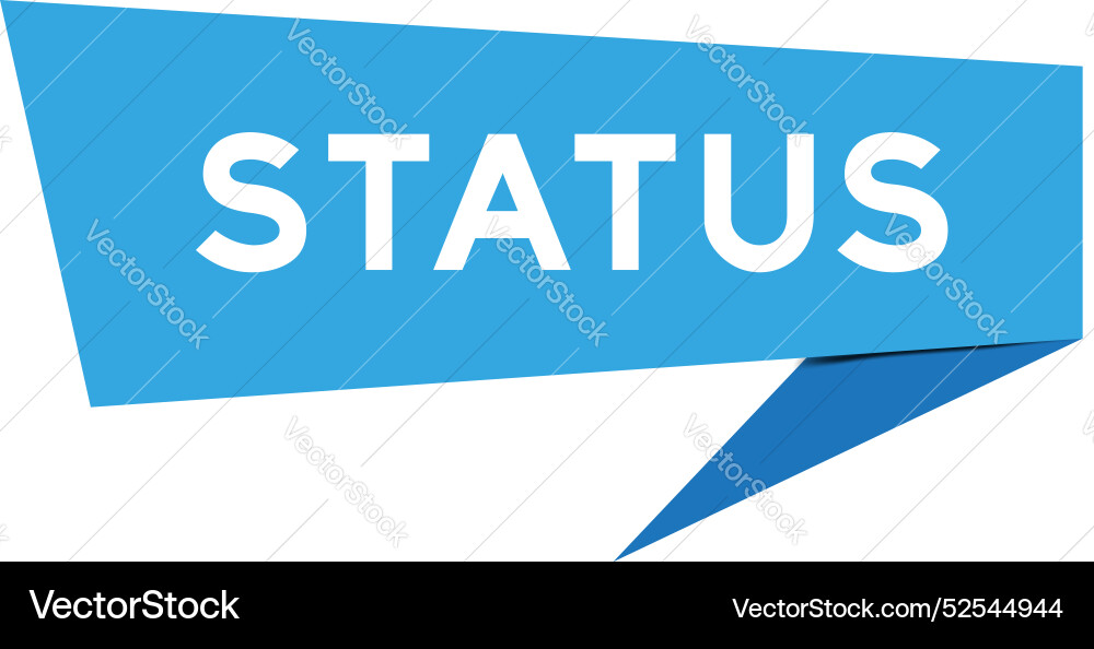 Blue color speech banner with word status Vector Image