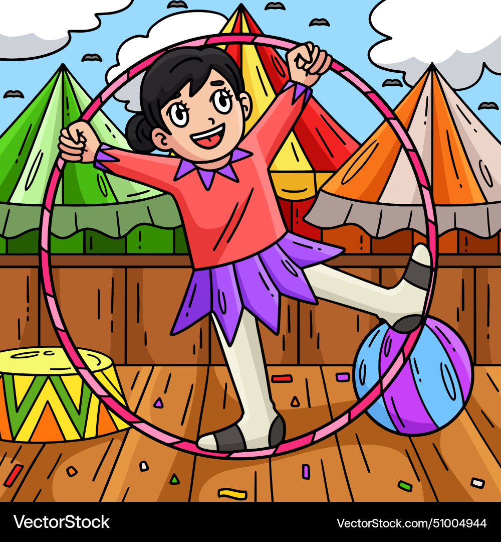 Circus female acrobat colored cartoon Royalty Free Vector