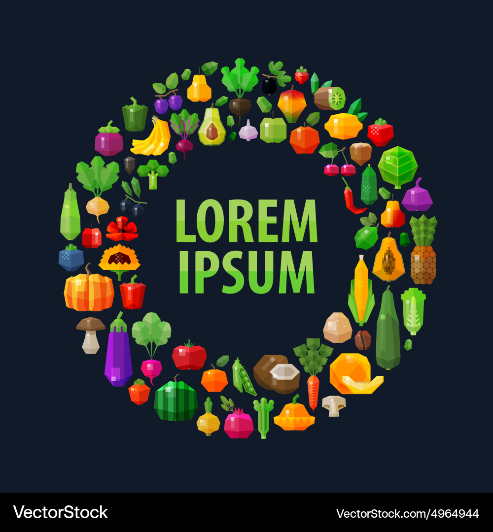 Fruits and vegetables in a circle logo Royalty Free Vector