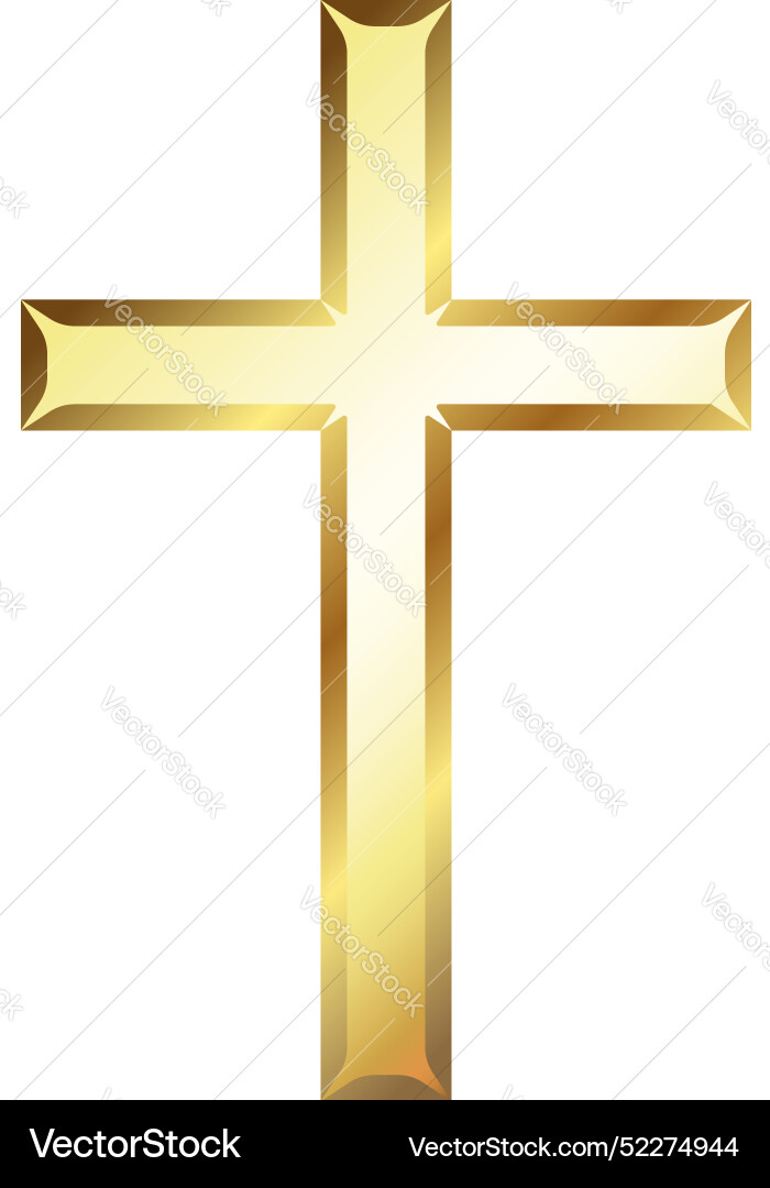 Golden yellow bright christian cross design Vector Image