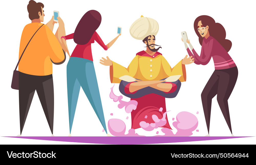 Jinn cartoon composition Royalty Free Vector Image