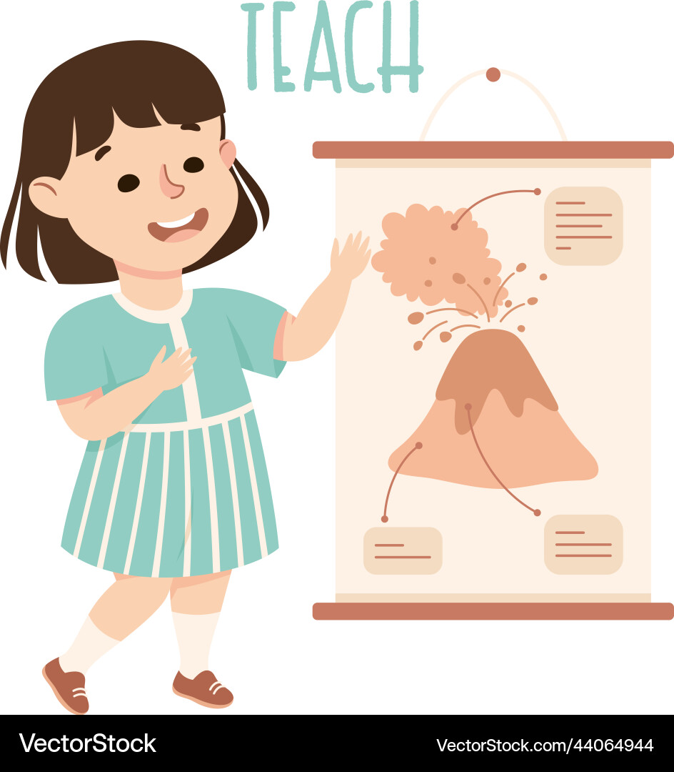 Little girl teaching demonstrating vocabulary Vector Image Little girl teaching demonstrating vocabulary Vector Image