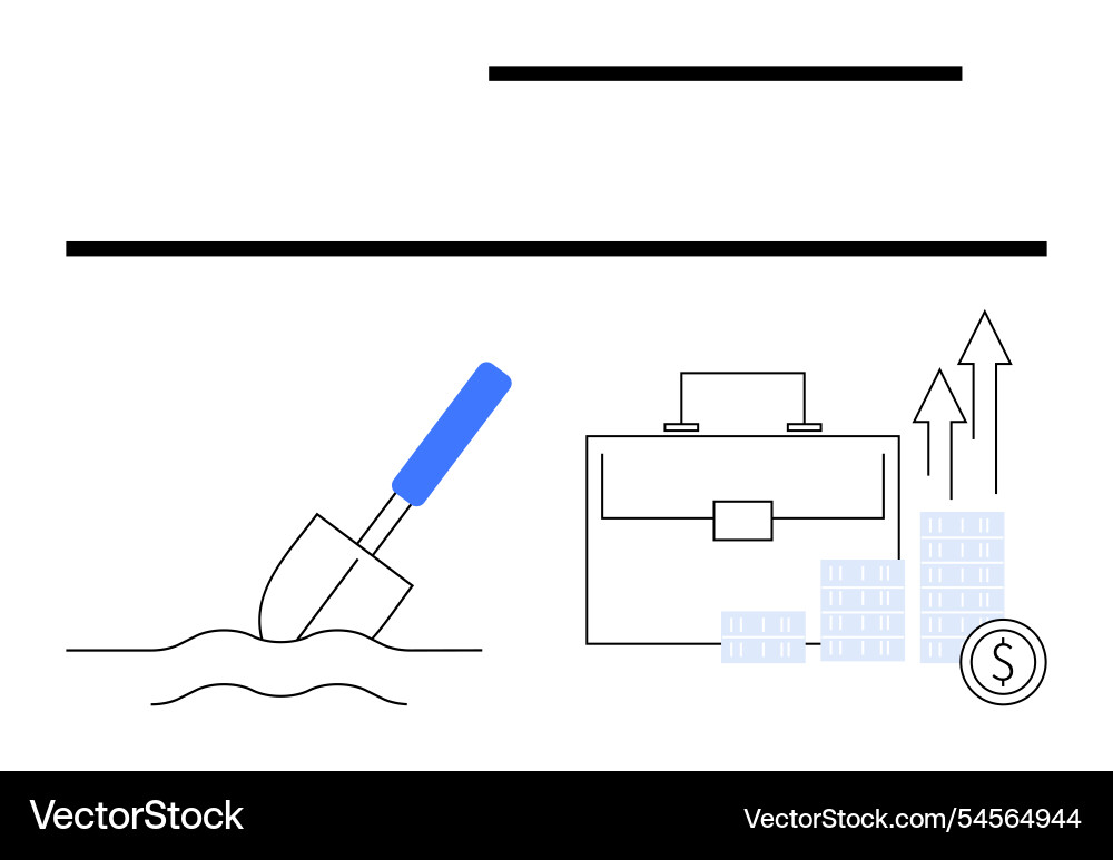Shovel digging earth briefcase growing coin Vector Image
