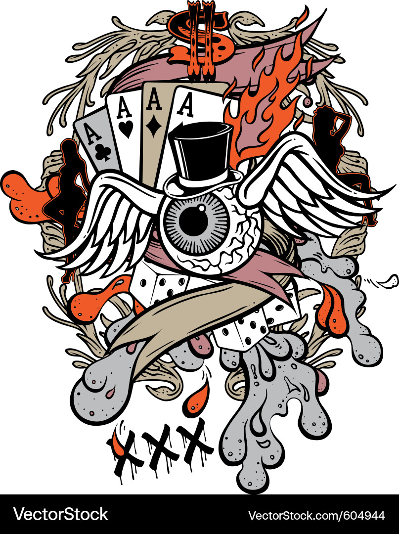 Wild Card Tattoo Royalty Free Vector Image - VectorStock