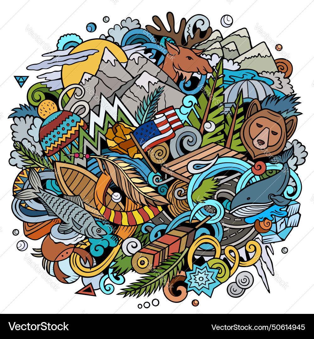 Alaska hand drawn cartoon doodle Royalty Free Vector Image