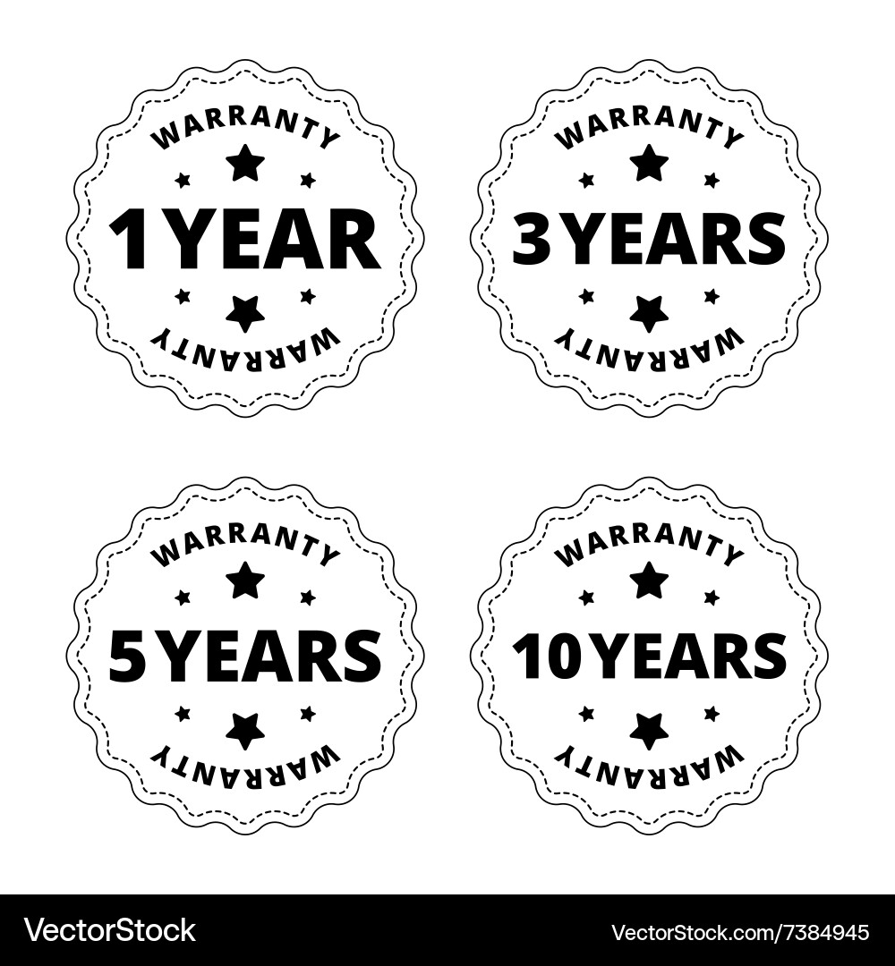 Black and white warranty stickers badges Vector Image