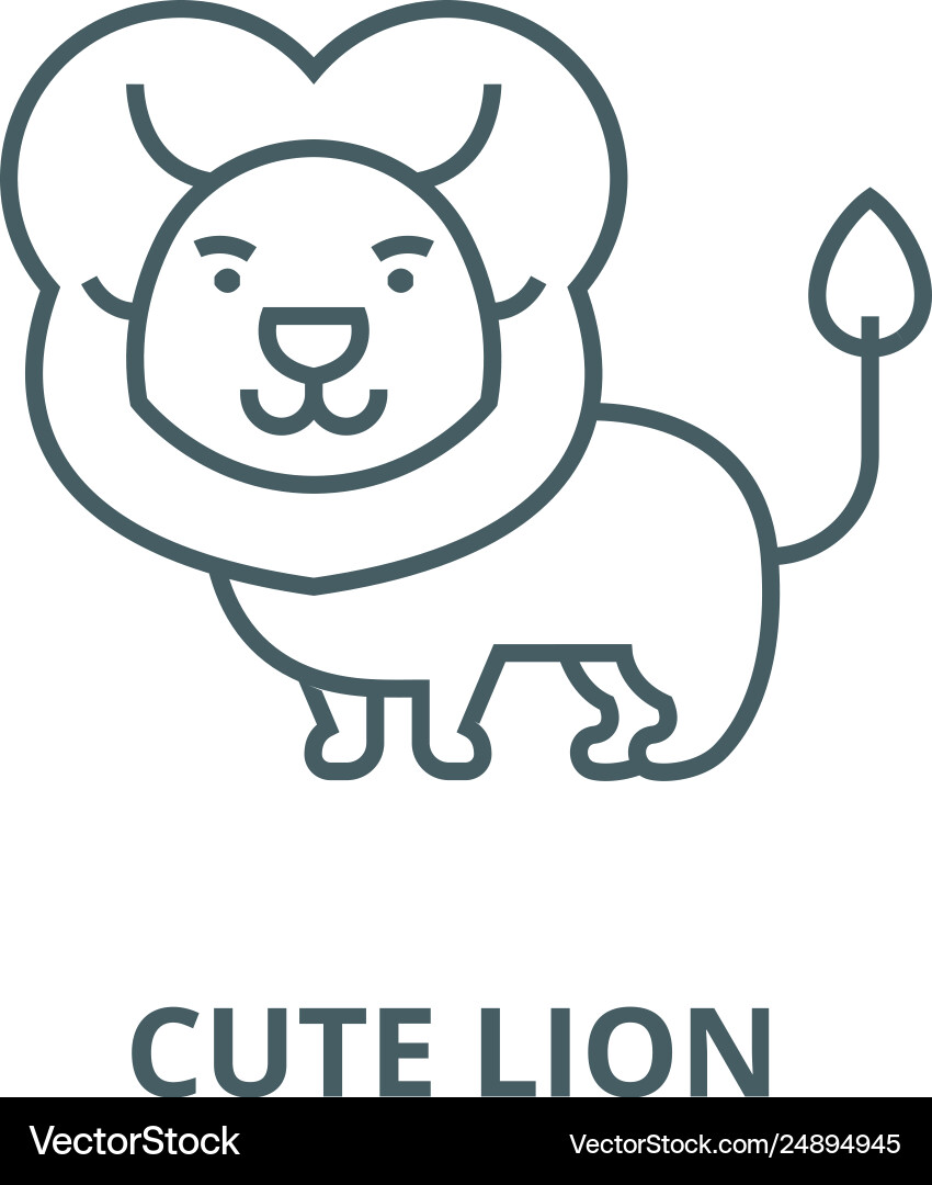 Cute lion line icon outline Royalty Free Vector Image