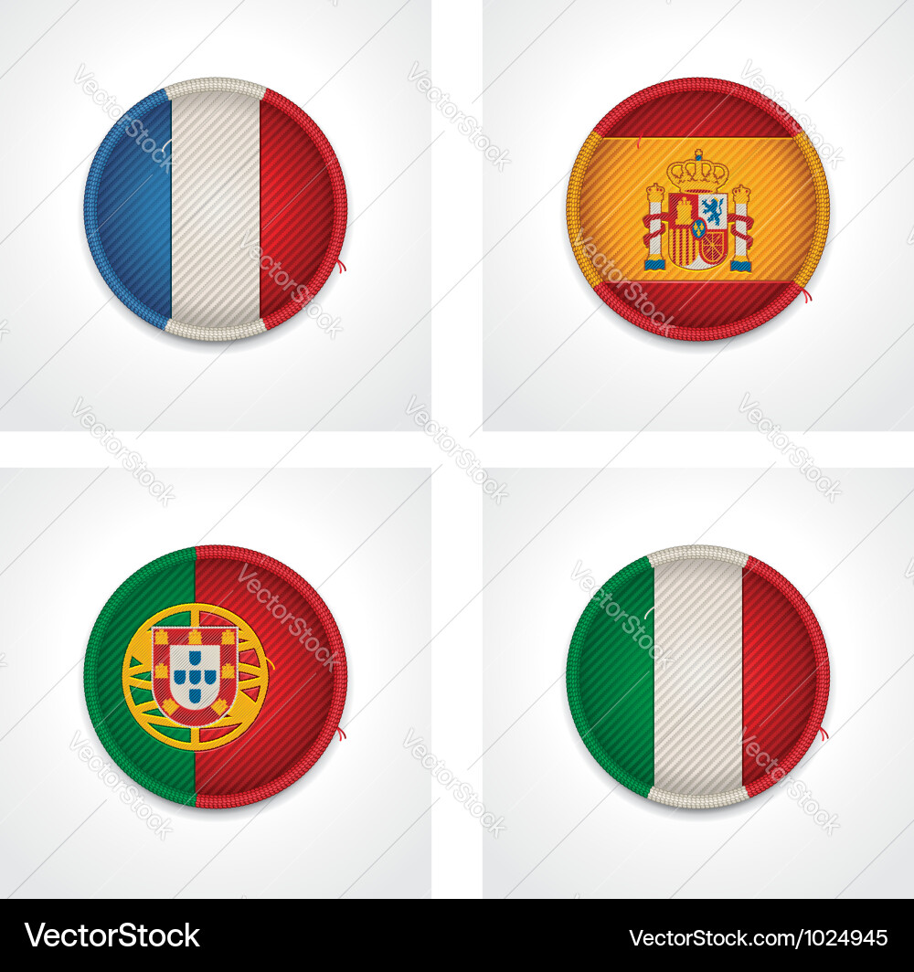 Flags of countries as fabric badges Royalty Free Vector